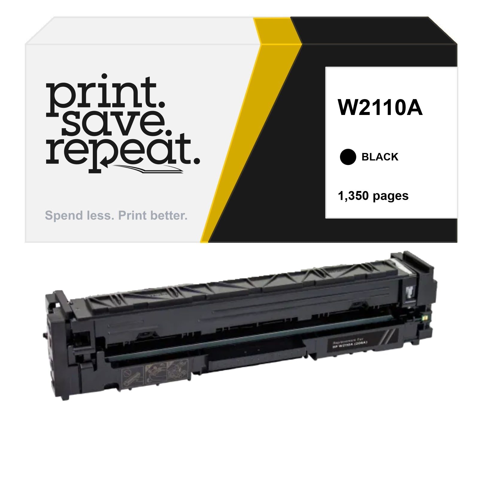 HP 206A (W2110A) Black Premium Compatible Color Toner Cartridge [1,350 – Print.Save.Repeat.