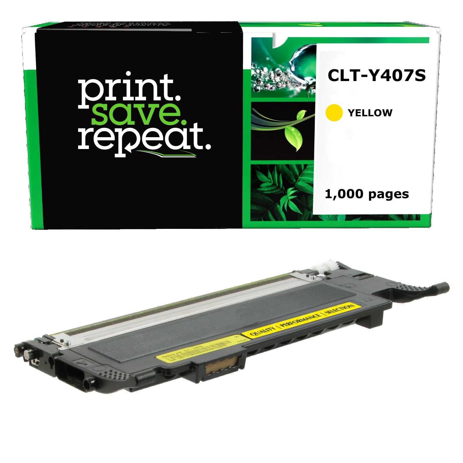 Samsung CLT-Y407S Yellow Remanufactured Toner Cartridge [1,000 Pages] – Print.Save.Repeat.