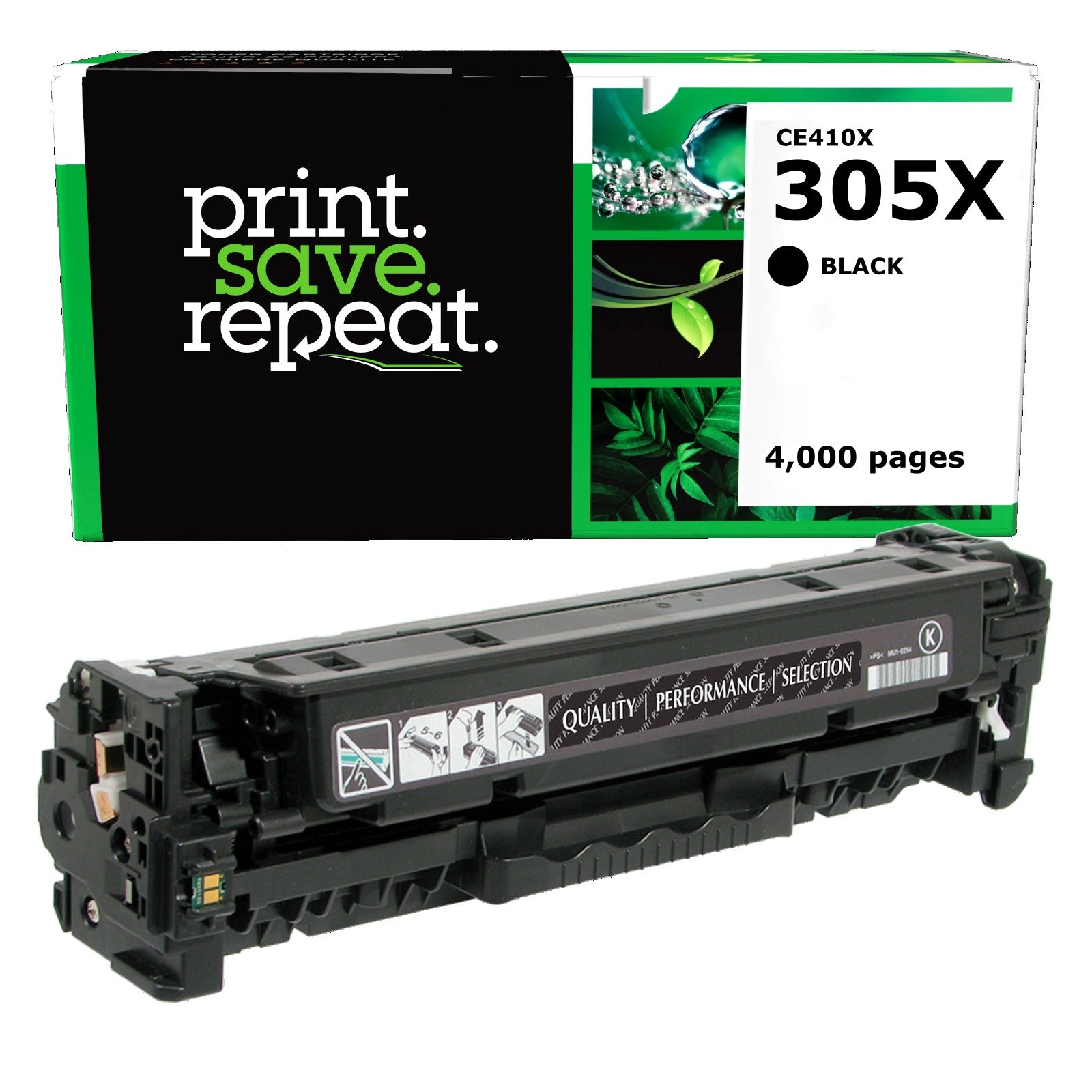 HP 305X (CE410X) Black High Yield Remanufactured Color Toner Cartridge ...