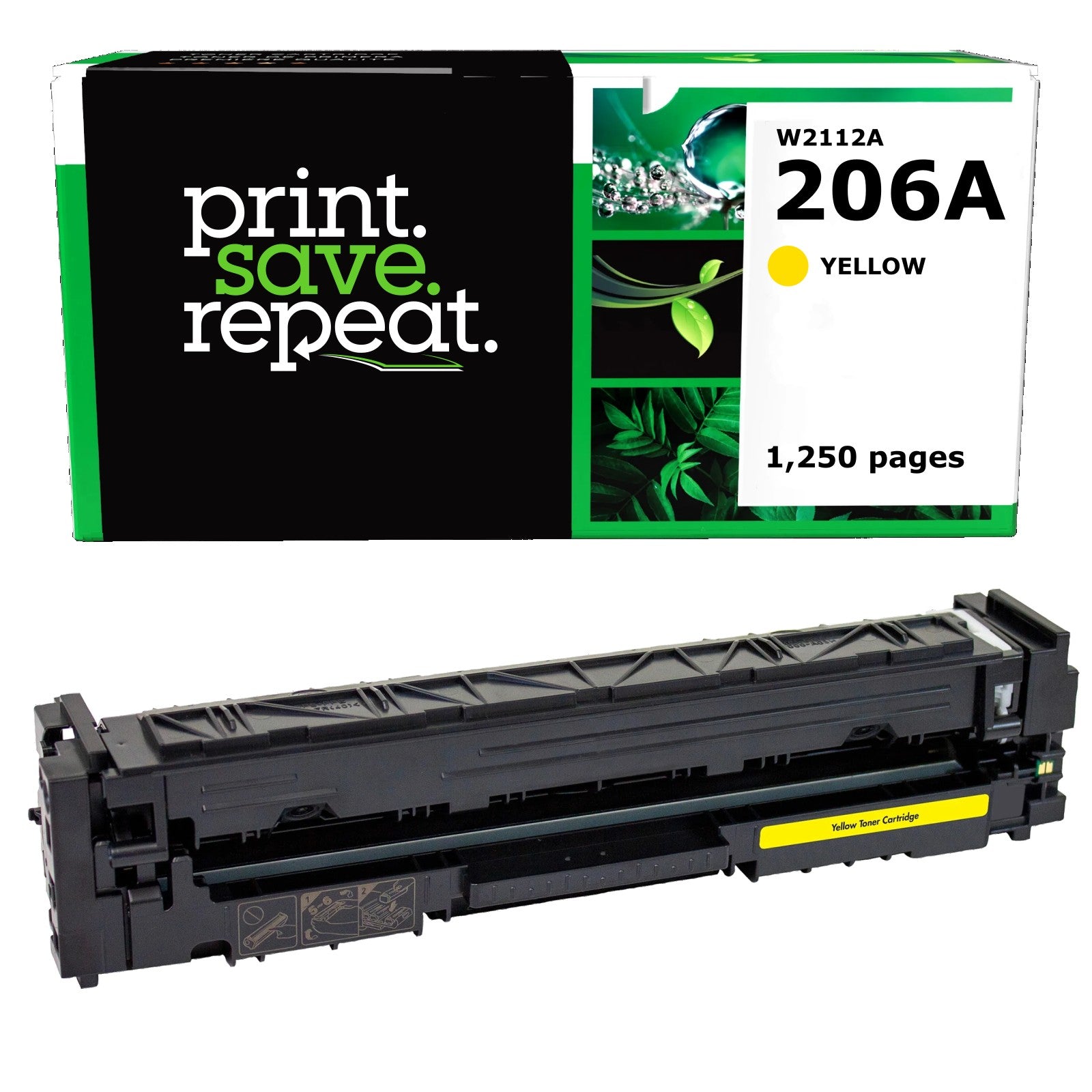 HP 206A (W2112A) Yellow Remanufactured Color Toner Cartridge [1,250 Pa ...