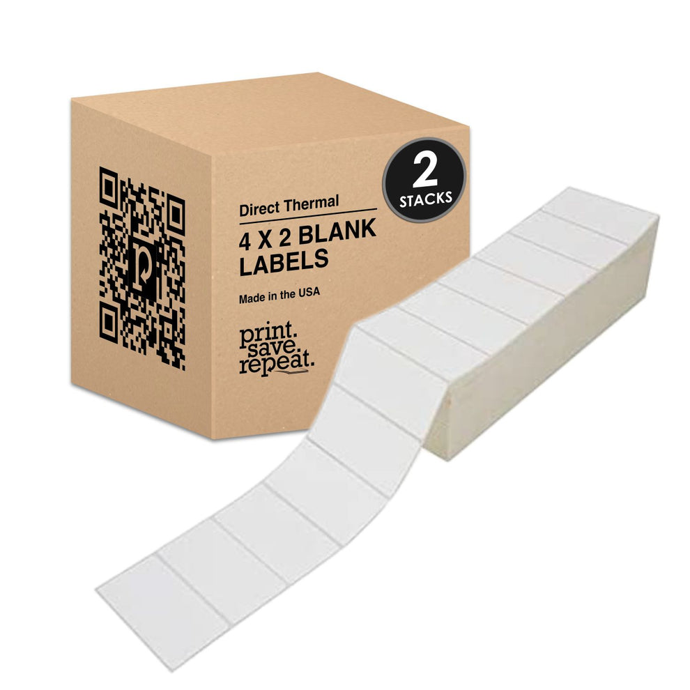 4" x 2" White Direct Thermal Fanfold Labels – 2 Stacks of 6,000 Labels ...